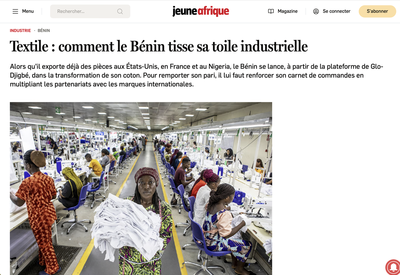 GDIZ, vitrine du Made in Benin, sous les projecteurs de Jeune Afrique - GDIZ Benin